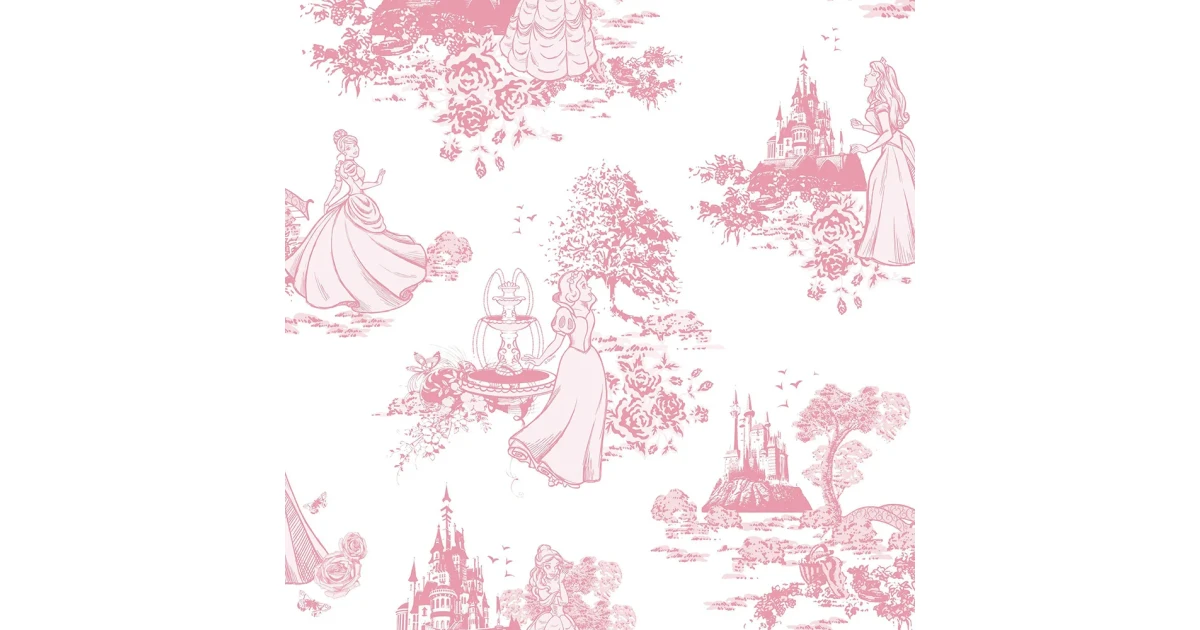 Princess Pink Toile - children's wallpaper with princesses from Sandudd