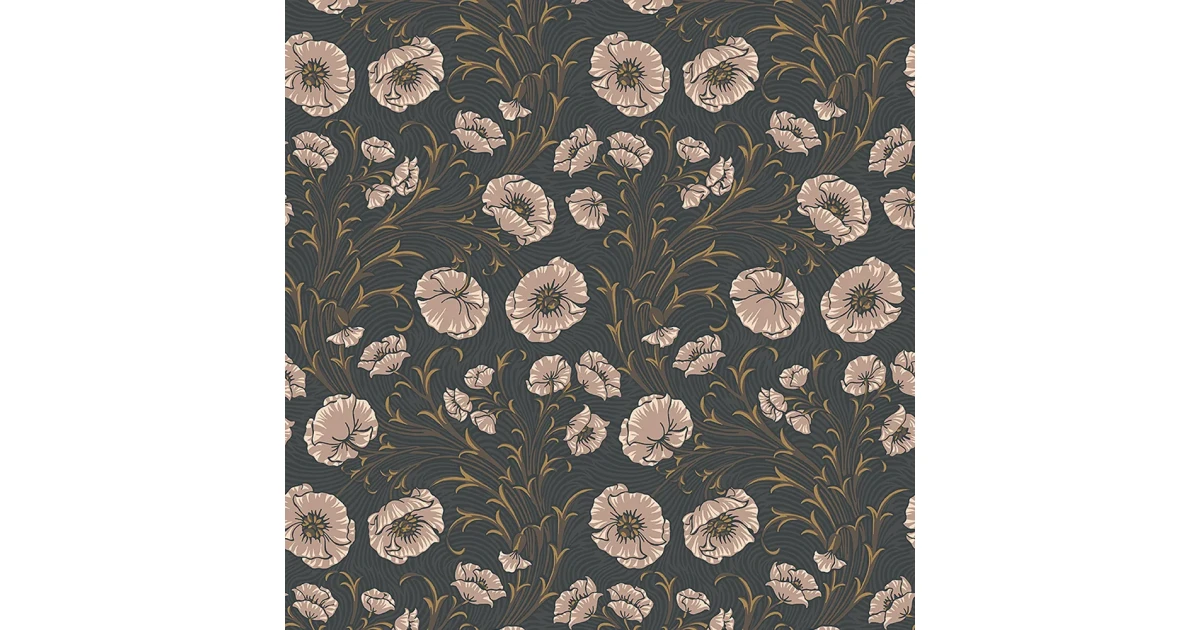Poppy Flow - floral wallpaper in Art Nouveau style