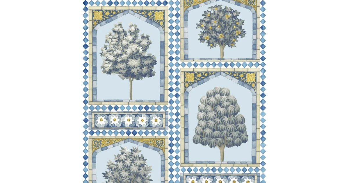 Sultans Palace - checkered wallpaper with trees from Cole & Son